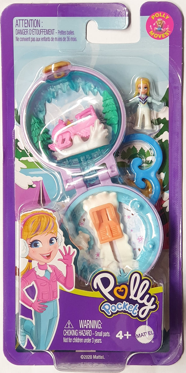 Polly Pocket GKJ41 Snow Cabin Tiny Compact Play Set – Happy Go Lucky